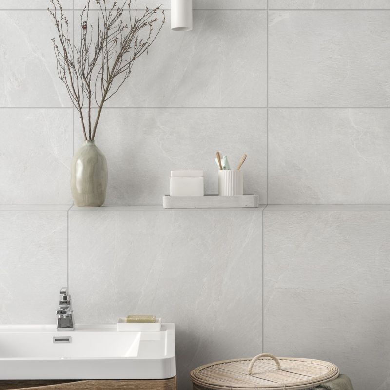 Meldon White Matt 60x30cm | Stone Effect Porcelain | Clay & Rock