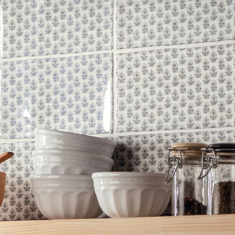 Décor Picot Decorative Brick Tile Dove Grey On Papyrus | Glazed ...